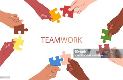 Teamwork Concept Background With Making Puzzle Vector Illustration Stock Illustration Download