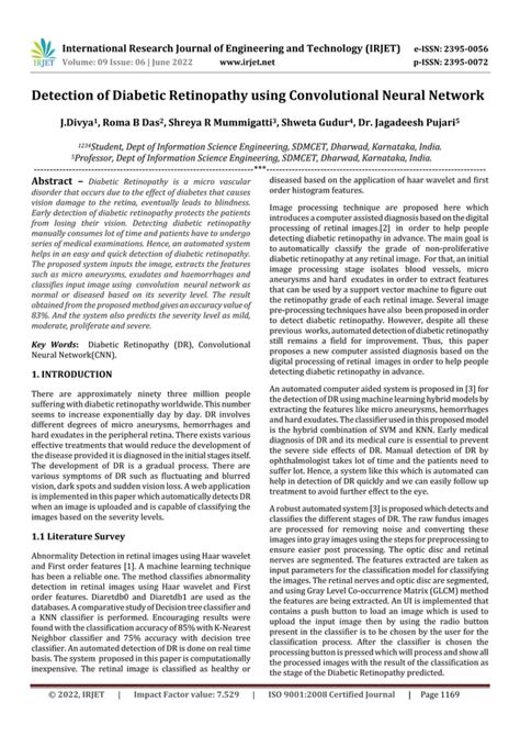 Detection Of Diabetic Retinopathy Using Convolutional Neural Network Pdf