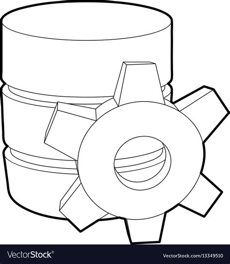 Working Database Icon Outline Style Royalty Free Vector