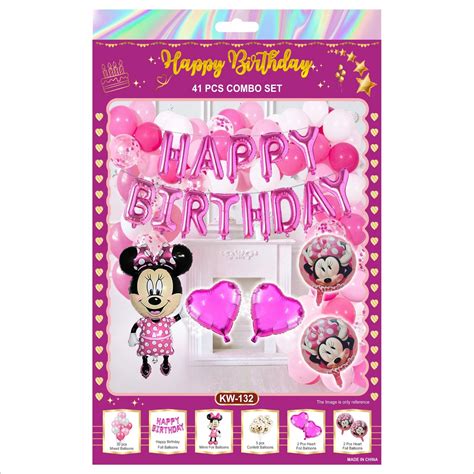 Minnie Mouse Happy Birthday Decoration Combo Set Pink Theme 41 Pcs Set