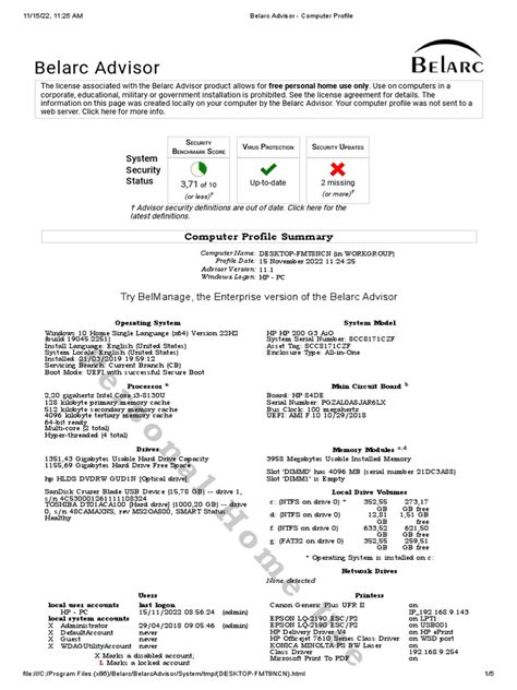 Belarc Advisor Computer Profile Nila Pc Pdf