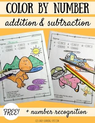 Color By Number Addition Subtraction And Number Recognition Classroom Freebies