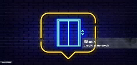 리프트 라인 아이콘입니다 엘리베이터 표지판 네온 라이트 스피치 버블 벡터 0명에 대한 스톡 벡터 아트 및 기타 이미지 0명