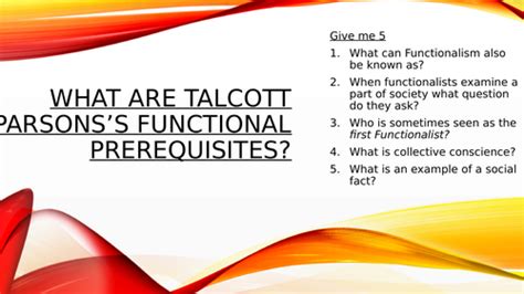 Talcott Parsons Functionalism Lesson Teaching Resources