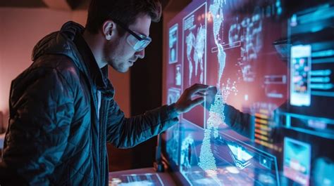 Premium Photo Engineer Testing Interactive Hologram Prototypes