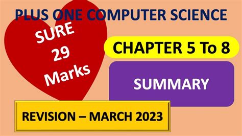 1 computer science chapter 5 to 8 revision march 2023 youtube