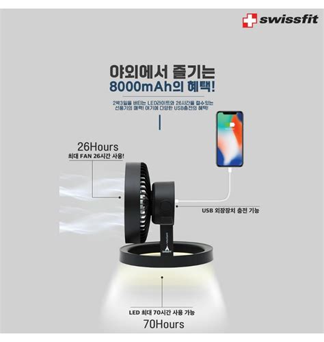 스위스핏 탁상용 선풍기 캠핑용 휴대 Led 무선 선풍기 서큘레이터 타프팬 차박캠핑 티몬