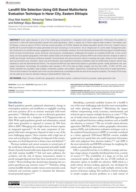 Pdf Landfill Site Selection Using Gis Based Multicriteria Evaluation Technique In Harar City