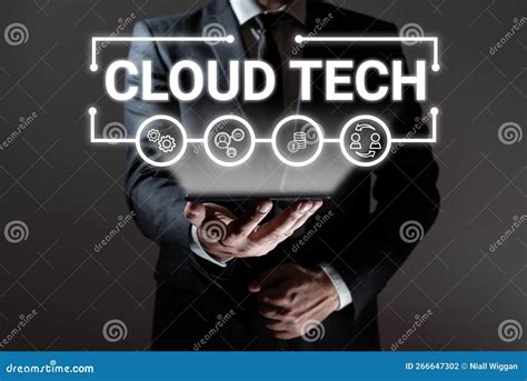 Conceptual Display Cloud Tech Business Showcase Storing And Accessing