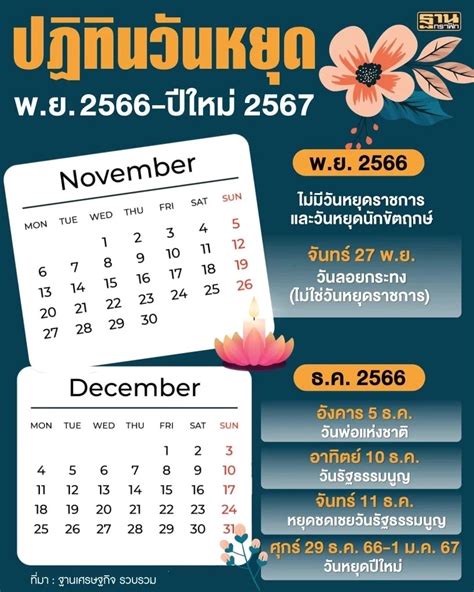 วันหยุดราชการ 2566 เดือนธันวาคม ตามมติครม อัปเดตอีกรอบ