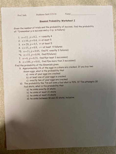Solved Name Prof Safe Problems Set22318 Binomial