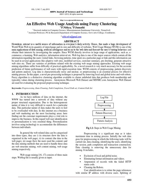 An Effective Web Usage Analysis Using Fuzzy Clustering Pnithya Psumathi Pdf World Wide