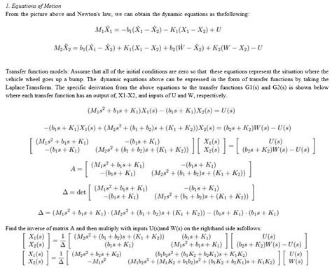 mathematical modelling and simulation of suspension system in matlab