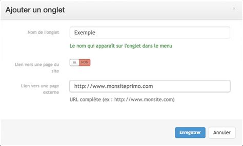 Lier Un Onglet à Un Site Externe Mon Site Primo