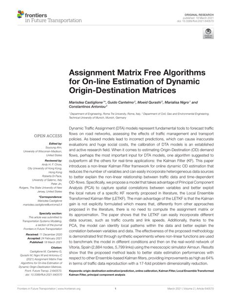 Pdf Assignment Matrix Free Algorithms For On Line Estimation Of