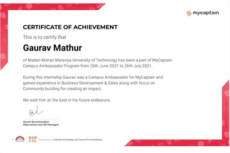 gaurav mathur on linkedin internship mycaptain