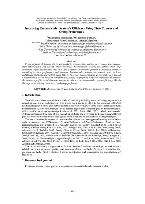 Pdf Improving Recommender Systems Efficiency Using Time Context And Group Preferences