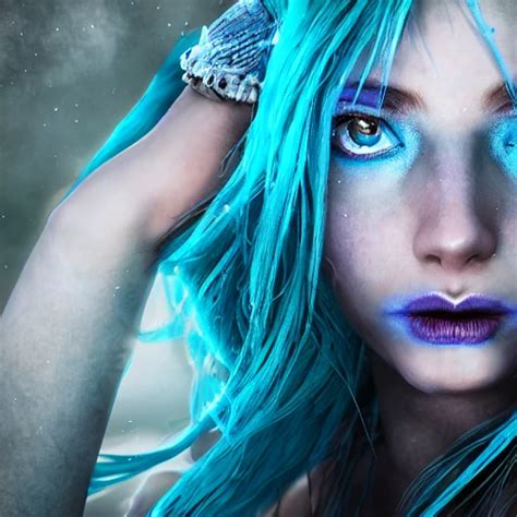 Girl With Blue Hair Full Screen Mystic Epic Perfect Witch Body Arthub Ai