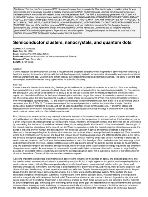 Semiconductor Clusters Nanocry Pdf Light Emitting Diode Band Gap