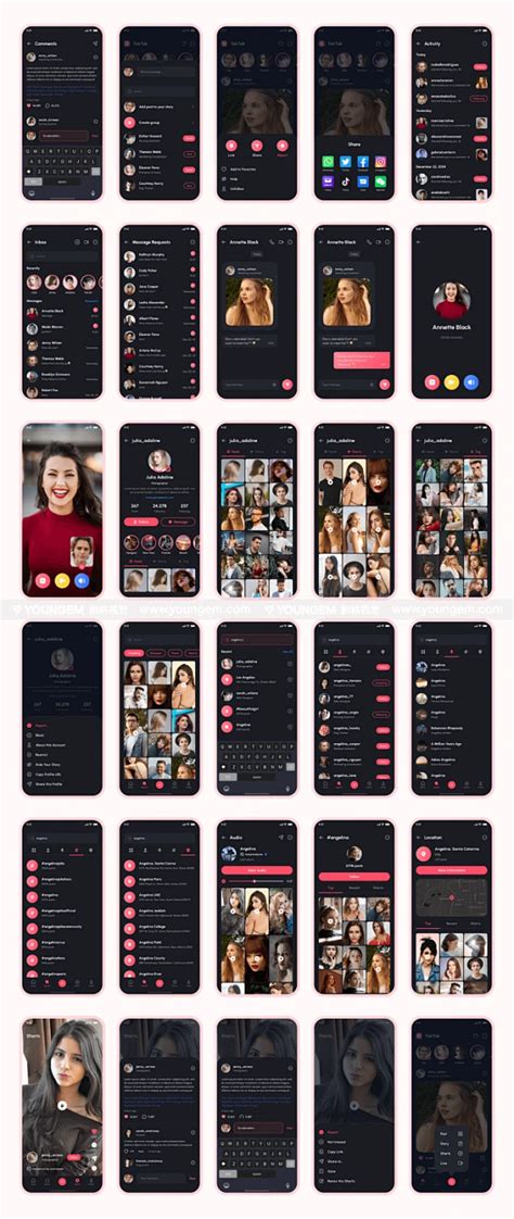 160屏国外toktok抖音移动短视频社交平台app界面设计红色ui设计素材下载 颜格视觉 花瓣网