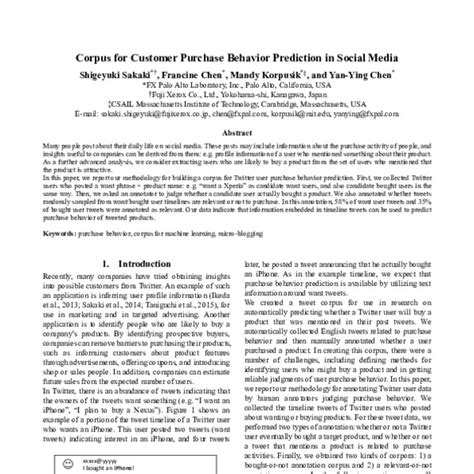 Corpus For Customer Purchase Behavior Prediction In Social Media Acl Anthology