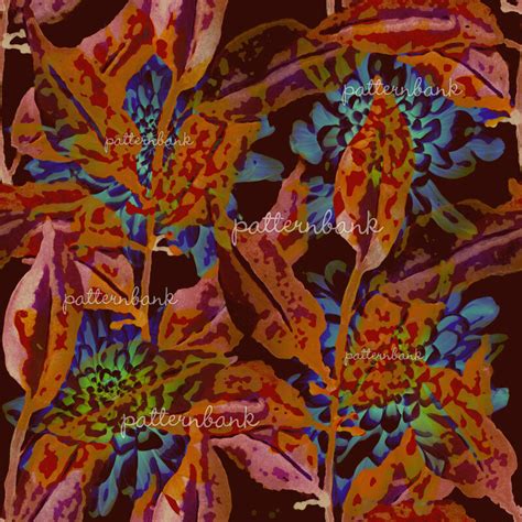 Flowers And Leaves By Simonetta De Simone Seamless Repeat Royalty Free Stock Pattern Patternbank