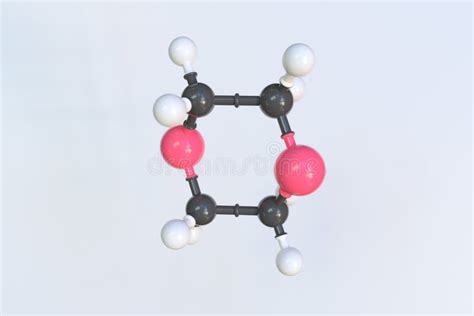Dioxane Molecule Isolated Molecular Model 3d Rendering Stock Illustration Illustration Of