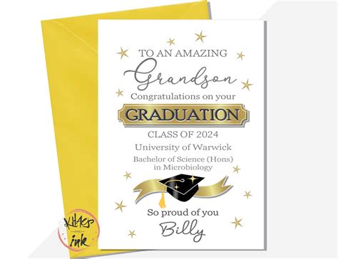 Personalised Grandson Graduation Card Congratulations Grandson Add