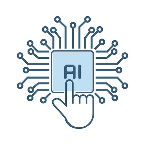 Linha De Mão Tocando Em Um Chip De ícone De Símbolo De Sistema De