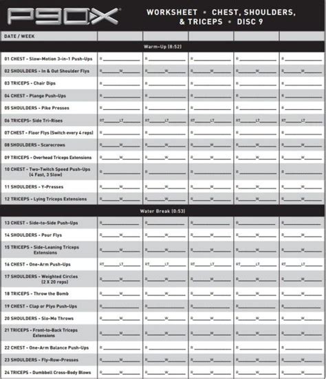 P90x Workout Printable Plan Your Year Easily