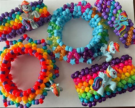 Mlp Rainbow Kandi Cuff Bracelet Rave Edm Edc Rainbow Plur Festival