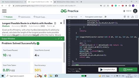 Longest Possible Route In A Matrix With Hurdles Gfg Explained With