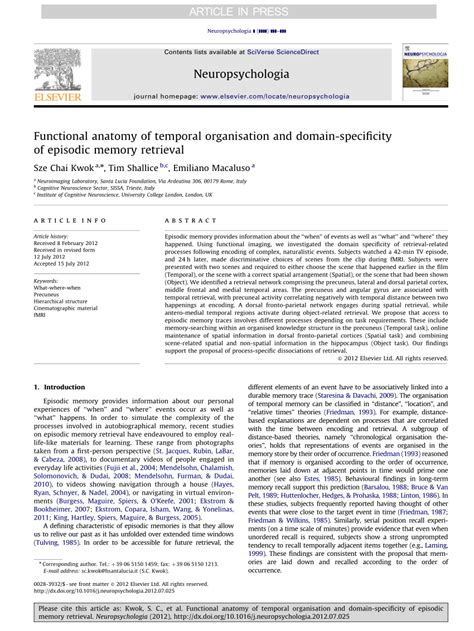 Pdf Functional Anatomy Of Temporal Organisation And Domain