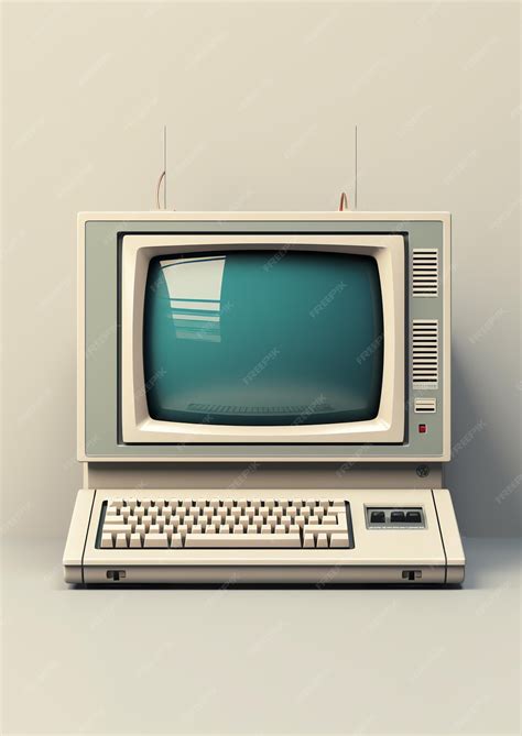 Premium Ai Image Vintage Computer Terminal Frame 80s Retro Nostalgic
