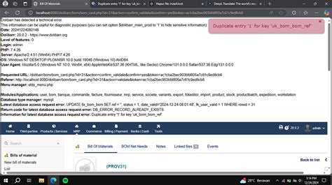 Duplicate Entry 1 For Key Ukbombomref Pm Modules Dolibarr