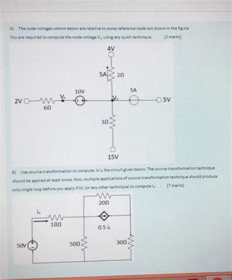 solved a the node voltages shown below are relative to some