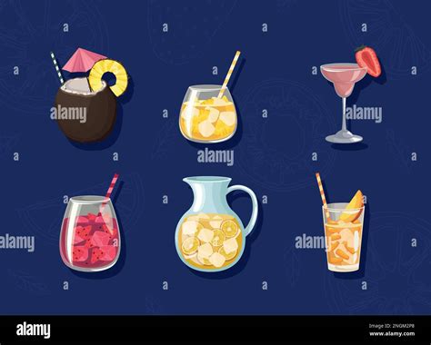 Six Refresh Drinks Stock Vector Image And Art Alamy