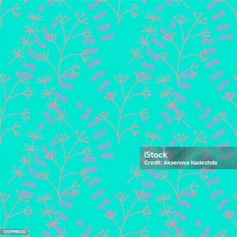벡터 식물 원활한 배경입니다 초본 식물의 다른 유형 핑크와 라이트 퍼플 허브 온 블루 가리기에 대한 스톡 벡터 아트 및 기타 이미지 가리기 계절 곡초류 Istock