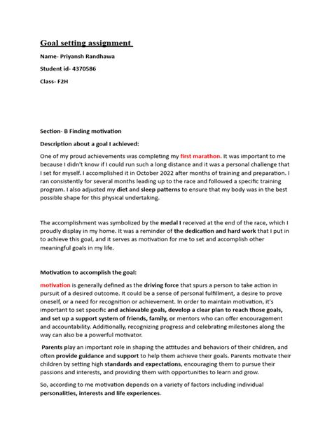 goal setting assignment priyansh pdf