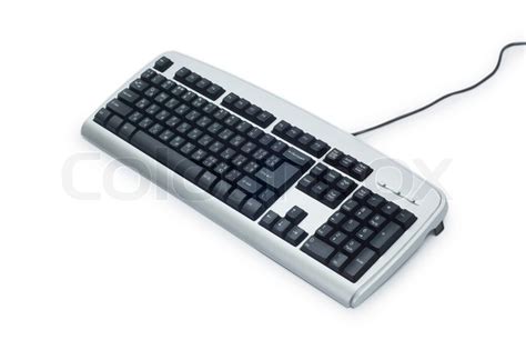 Silver Keyboard Isolated On The White Stock Image Colourbox