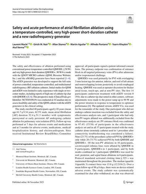 Pdf Safety And Acute Performance Of Atrial Fibrillation Ablation Using A Temperature