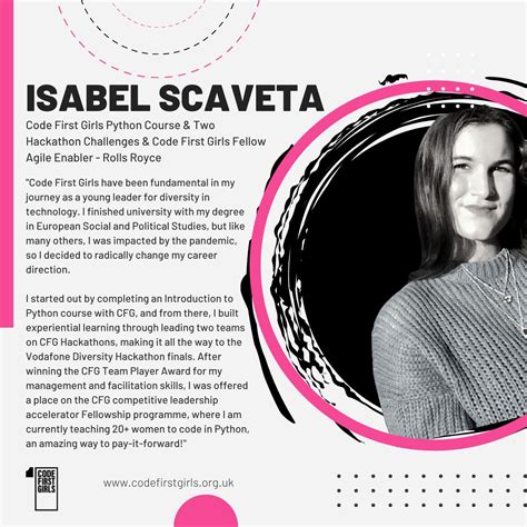 Code First Girls On Linkedin Isabel Completed Our Python Course Participated In Two Hackathons