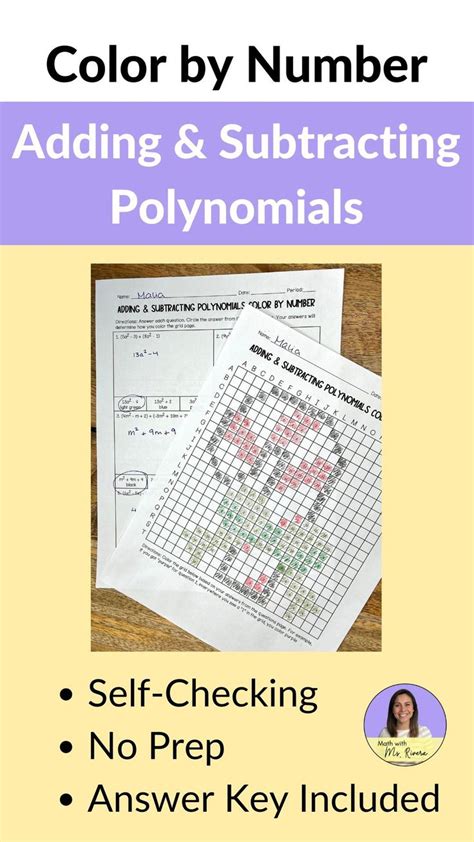 Adding And Subtracting Polynomials Winter Color By Number Pixel Art