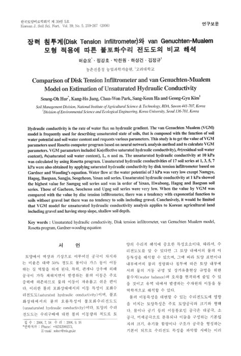 Pdf Comparison Of Disk Tension Infiltrometer And Van Genuchten Mualem Model On Estimation Of