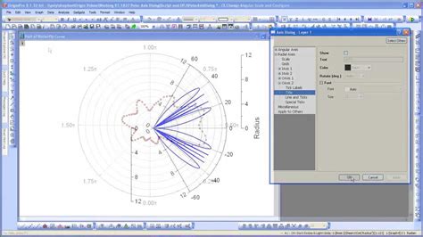 graphing origin 9 1 polar axis dialog youtube