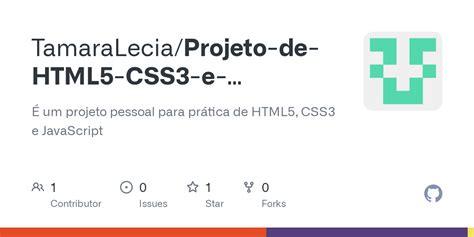 Github Tamaraleciaprojeto De Html5 Css3 E Javascript É Um Projeto