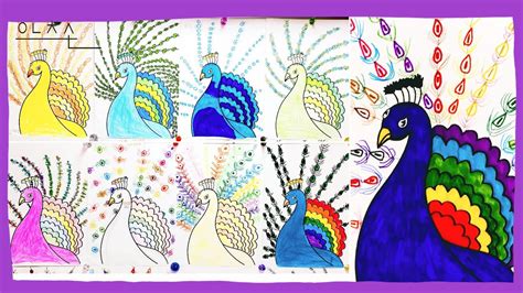 화려한 공작새 표현하기 그림 그리기 Youtube