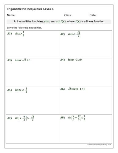 Trigonometric Inequalities 34 Classified Practice Problems Advanced