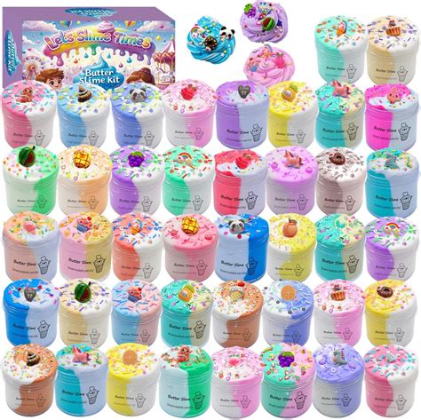 42 Packed Multiple Color Butter Slime Kit With 24 Decorative Toppings