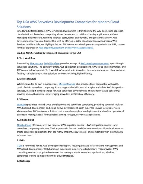 Ppt Top Usa Aws Serverless Development Companies For Modern Cloud Solutions Powerpoint